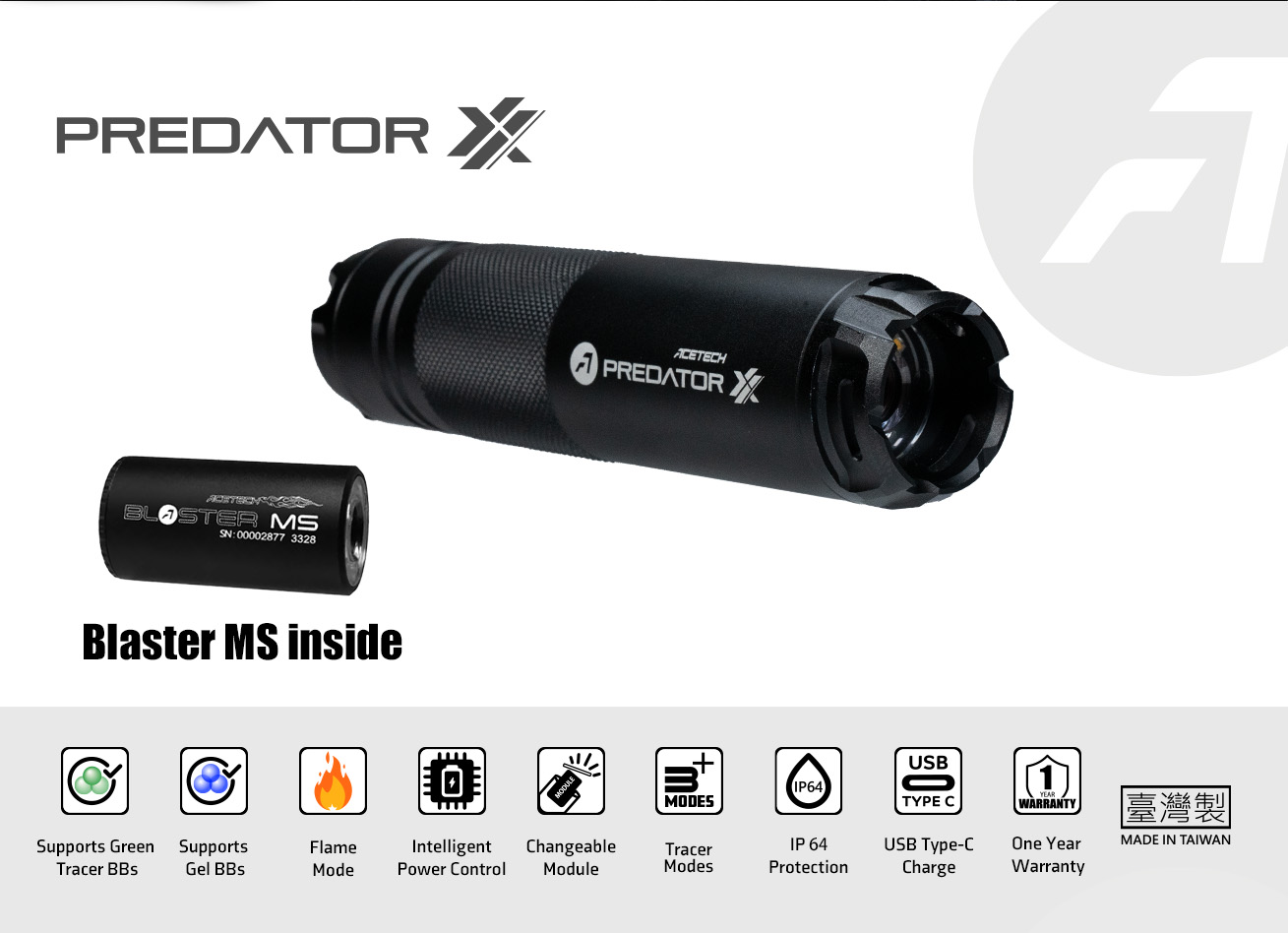 Acetech Predator XX Airsoft Muzzle Flash Tracer Unit - Blaster ...