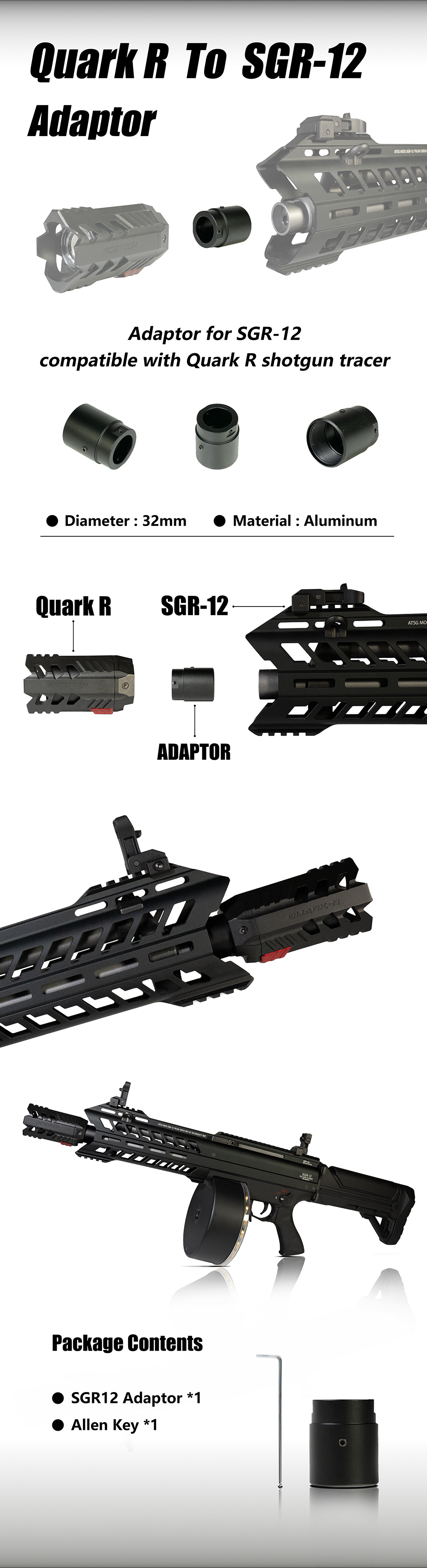 Acetech Quark R Tracer Adaptor For Tokyo Marui SGR-12 - Airsoft Central