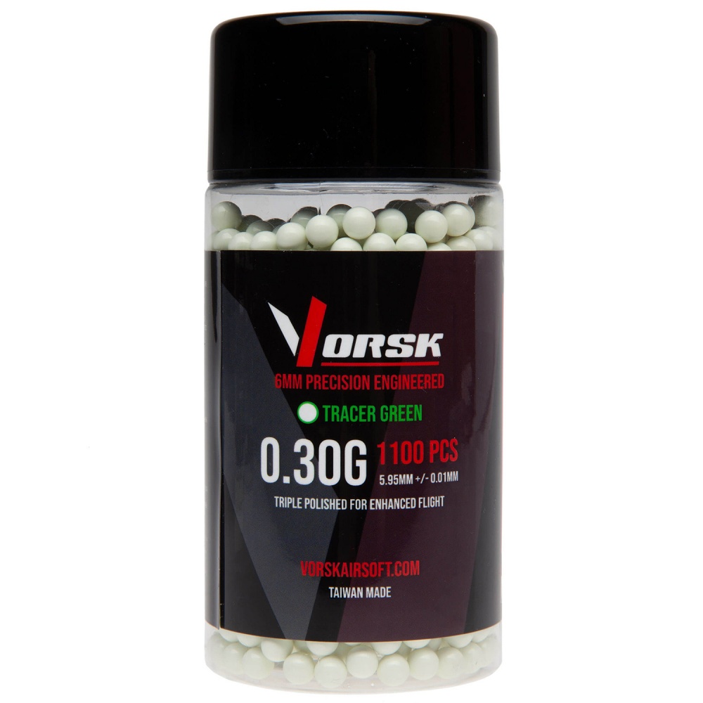 Vorsk Green 6mm Airsoft Tracer BB's 0.30g 1100 Rounds - Airsoft Central