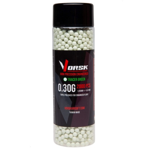 Vorsk Green 6mm Airsoft Tracer BB's 0.30g 3330 Rounds 1KG Bag - Airsoft Central